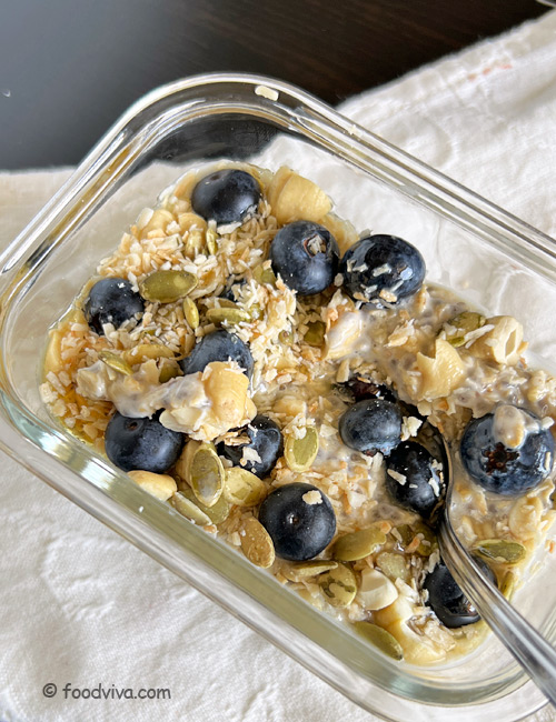 Blueberry Overnight Oats - 5 minutes - No Cook Breakfast