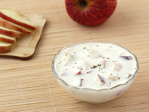Apple Raita Recipe - Chopped Apple Mixed with Lightly Spiced Yogurt