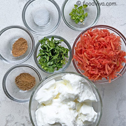 Carrot Raita - Easy Raita Recipe with grated Carrot and Plain Yogurt