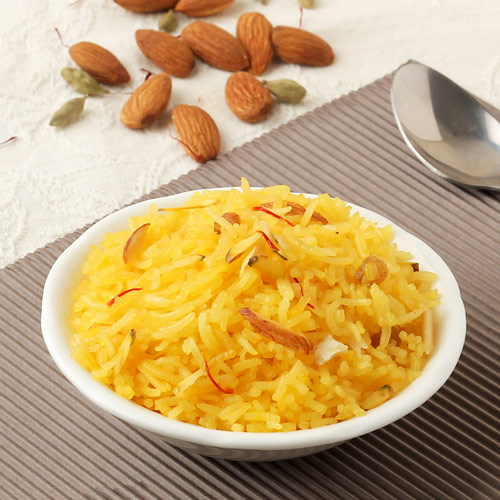 Meethe Chawal - Punjabi Sweet Yellow Rice - Step by Step Photo Recipe