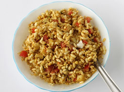 Bhel Puri Recipe - Famous Indian Bombay Chaat with Papdi and Puffed Rice