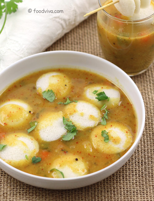 Mini Idli Sambar Recipe - How to Make Cocktail Idli - Step by Step Photos