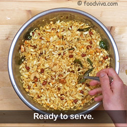 Poha Chivda - Fried Poha Mixture with Nuts - Diwali Snack